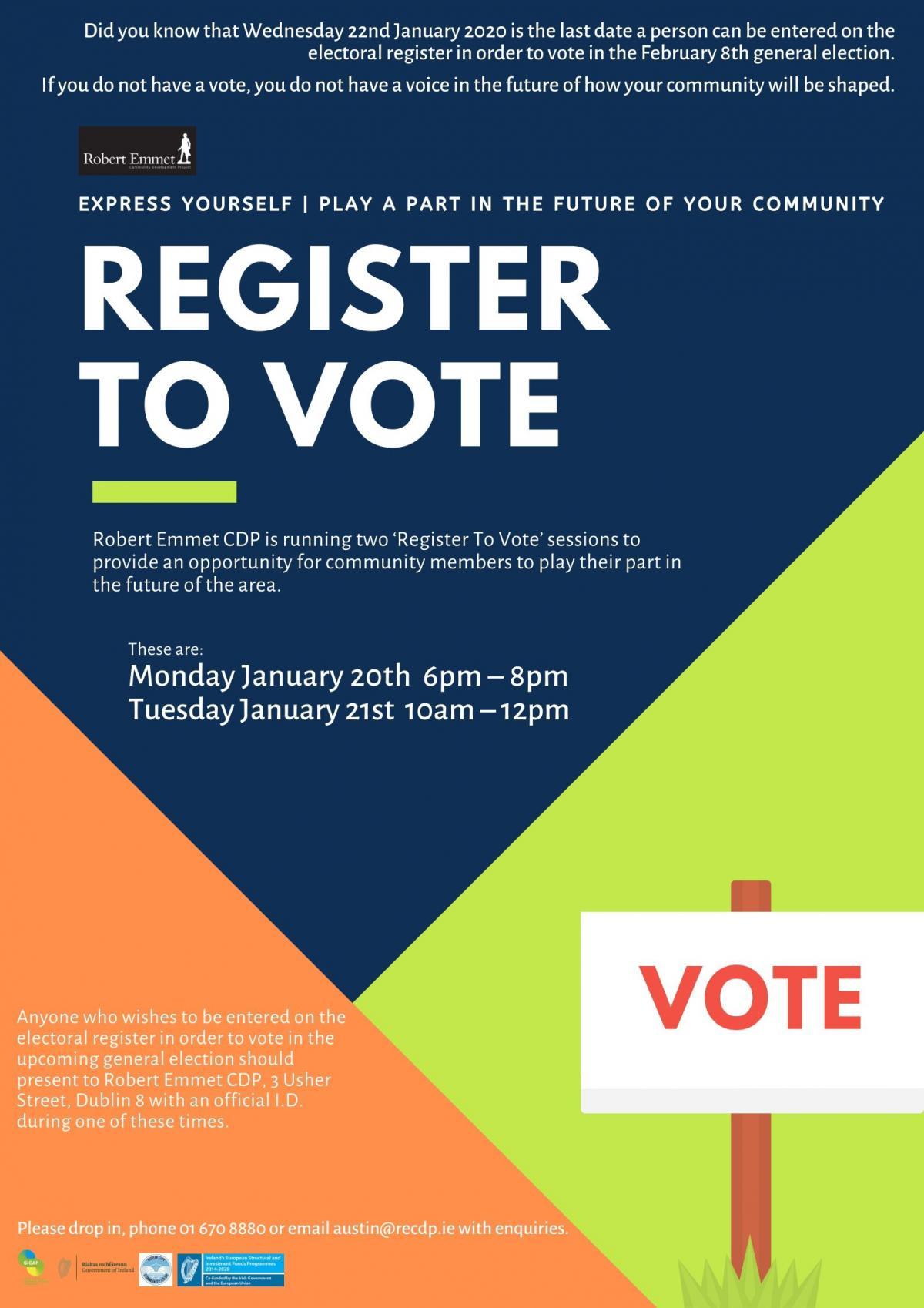 ‘Register to Vote’ sessions - Dublin, 21& 22 Jan | The Wheel